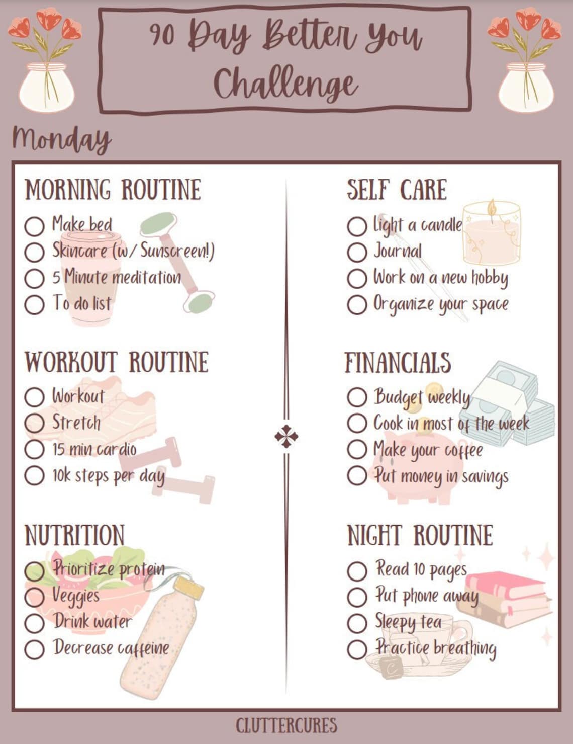 90 Day Challenge Daily Checklist - Etsy