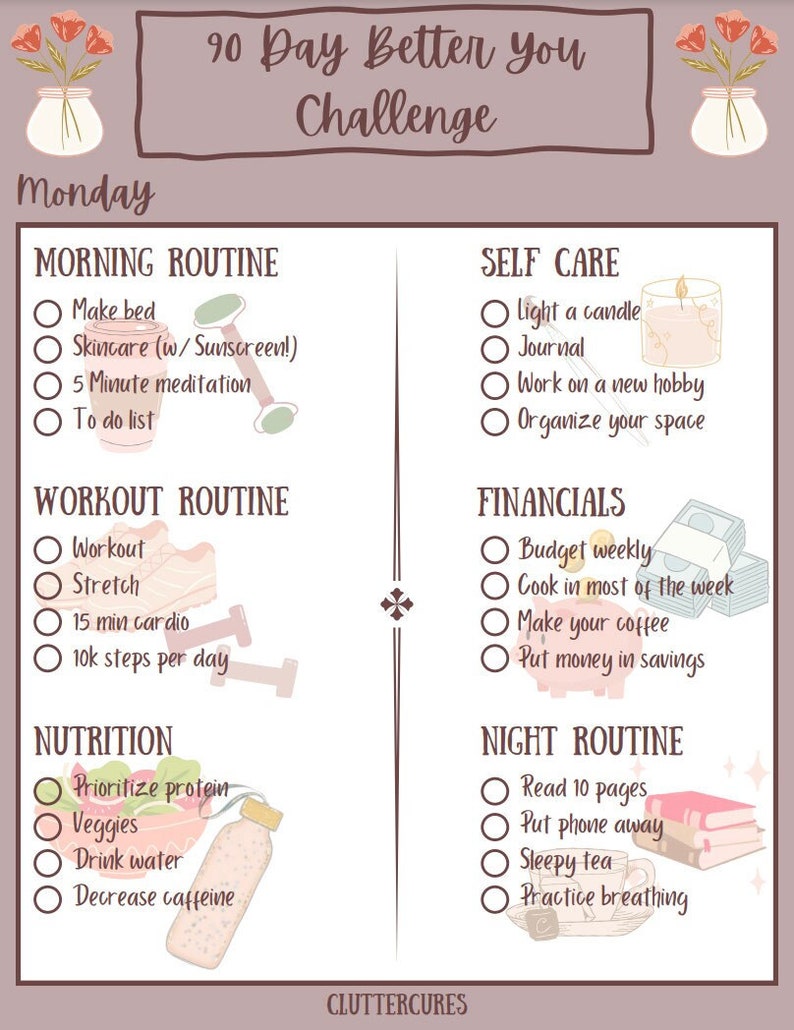 90 Day Challenge Daily Checklist - Etsy