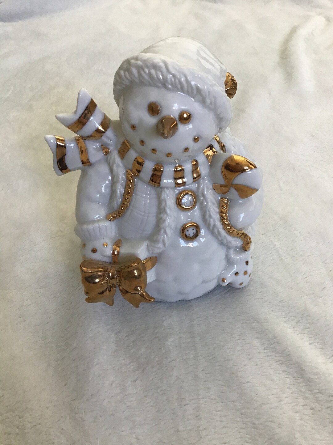 Vintage Traditions White Gold Snowman - Etsy