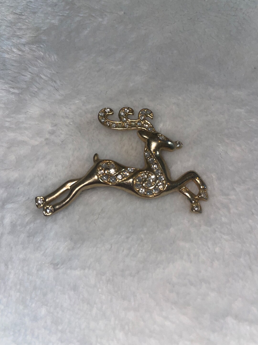 Monet Rudolph Reindeer Deer Rhinestone Brooch Pin - Etsy