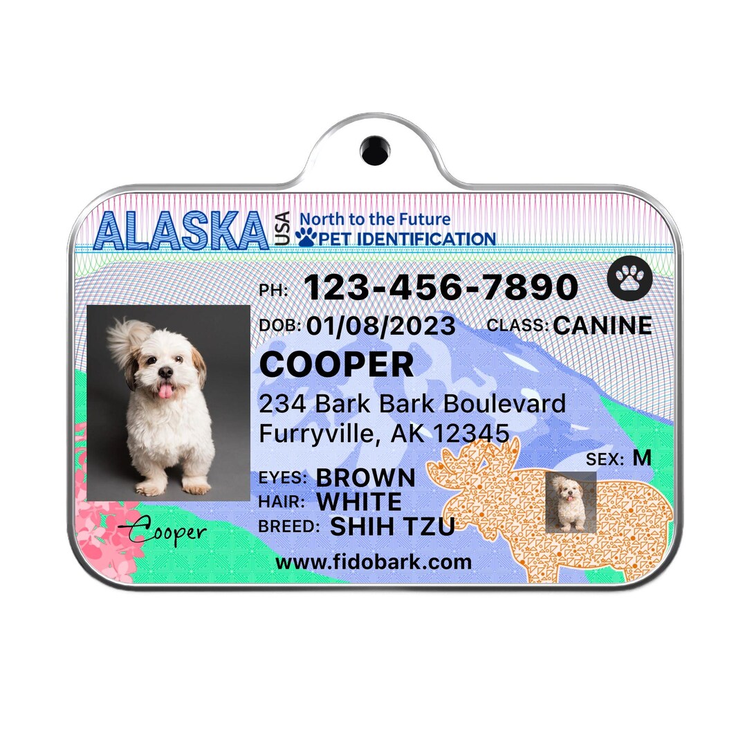 Alaska Pet ID Tag: Custom Dog Driver License - Etsy