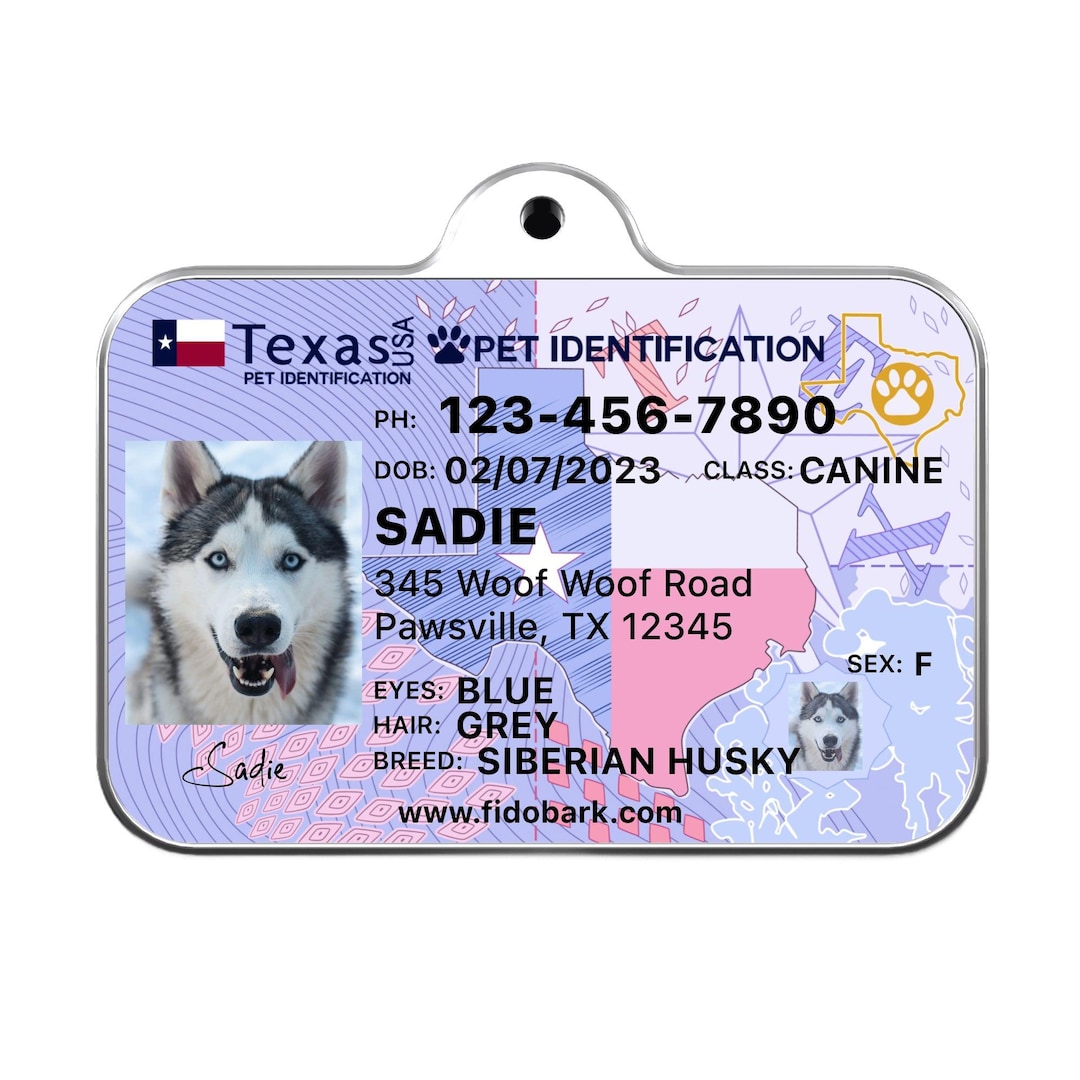 Texas Driver License Pet ID Tag: Personalized Dog Tag - Etsy