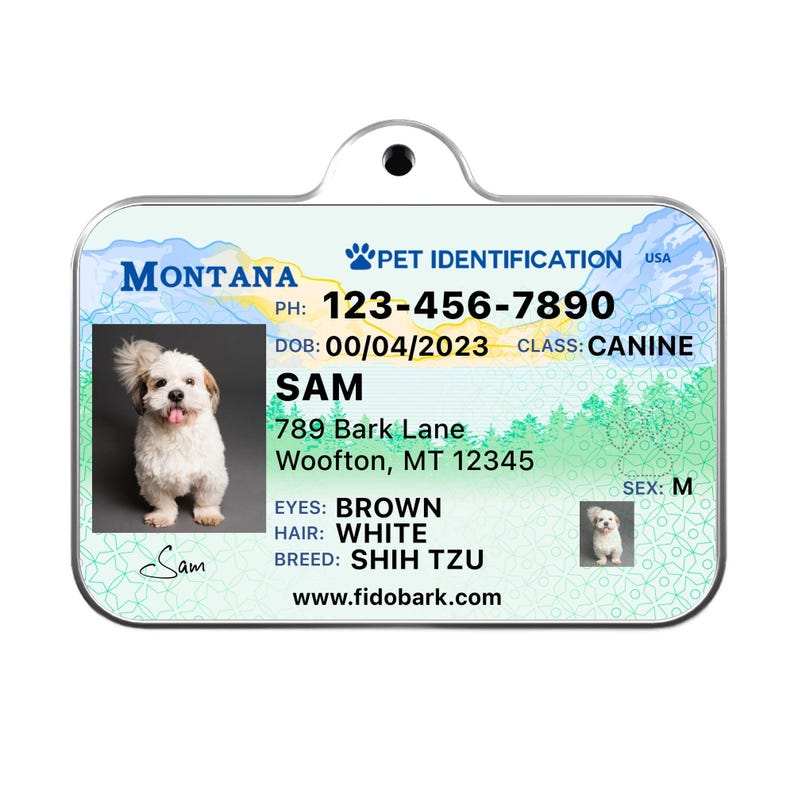 Custom Montana Driver License Pet ID Tag: Durable Aluminum Dog Tag - Etsy