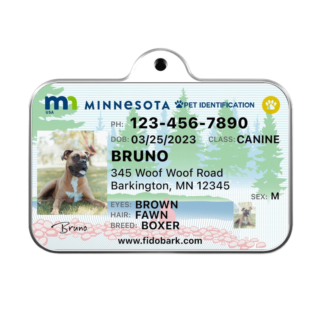 Design Your Own Minnesota Pet ID Tag | Dog Tag | Cute Pet ID | Driver ...