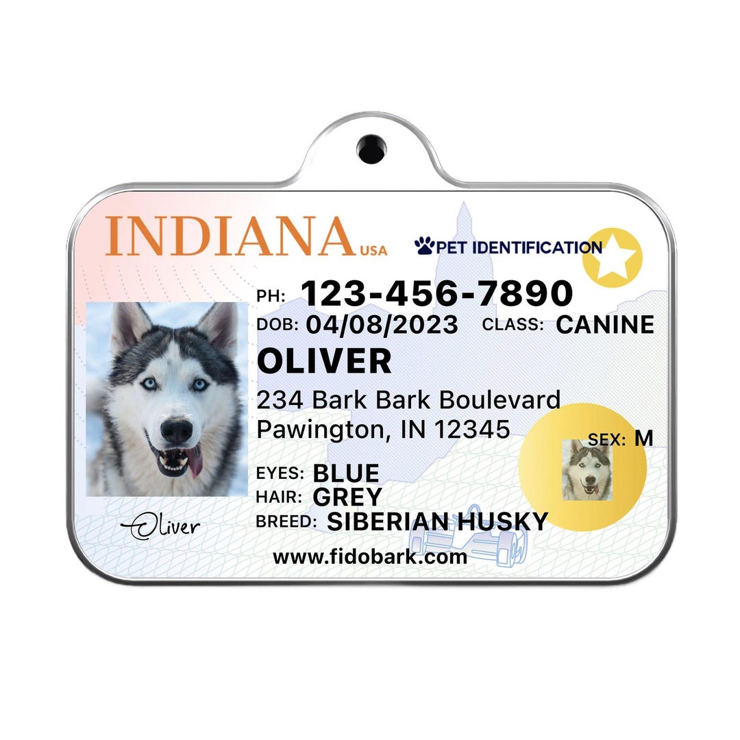Design Your Own Indiana Pet ID Tag | Dog Tag | Cute Pet ID | Driver ...