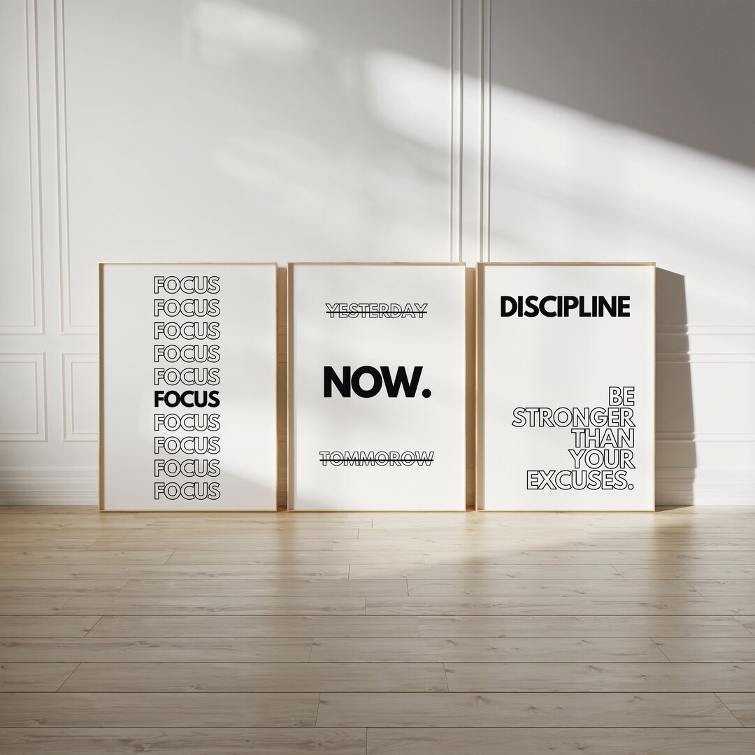 PRINTABLE Focus Motivational Office Wall Art Set of 3 Success Wall Art ...