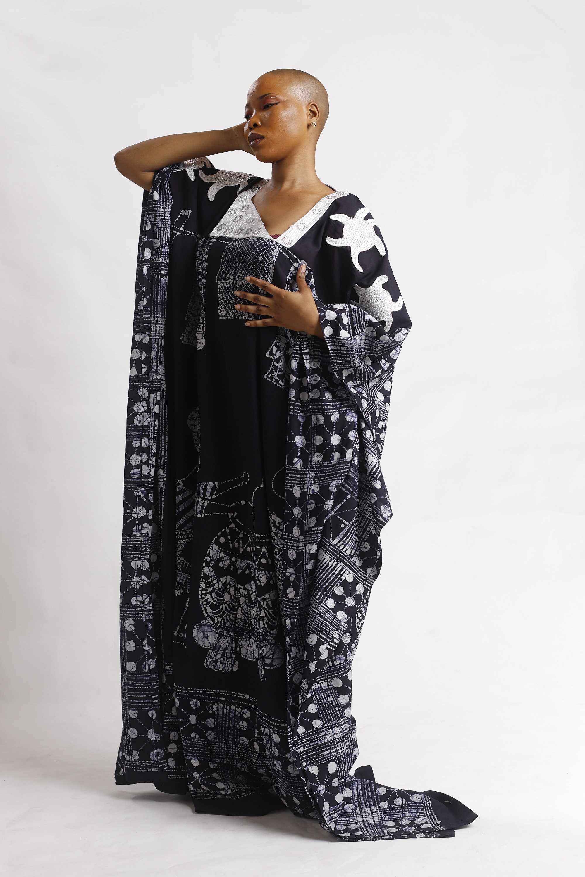 African Tie Dye Kaftan Dress Batik Print Women's Clothing Handmade 100% ...