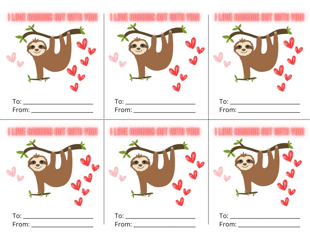Sloth Valentine Printable - Etsy
