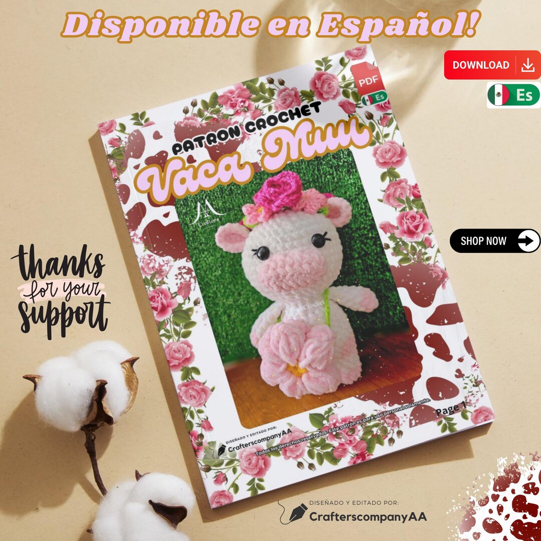 Pattern in PDF Muu Cow in SPANISH, Digital File in Pdf to Make Vaca Muu ...