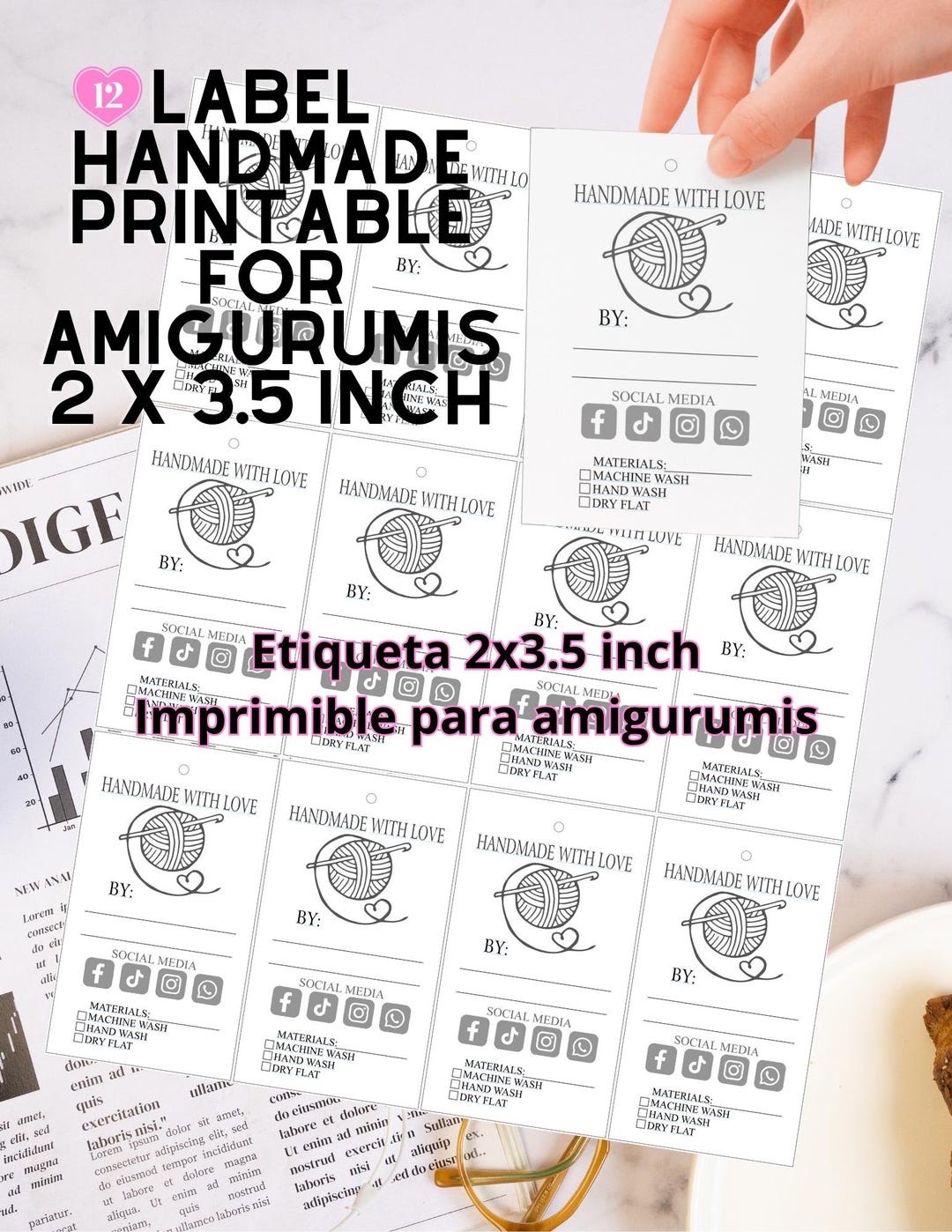 Handmade Printable Tags for Amigurumis, Crochet Lables in PDF Instant ...