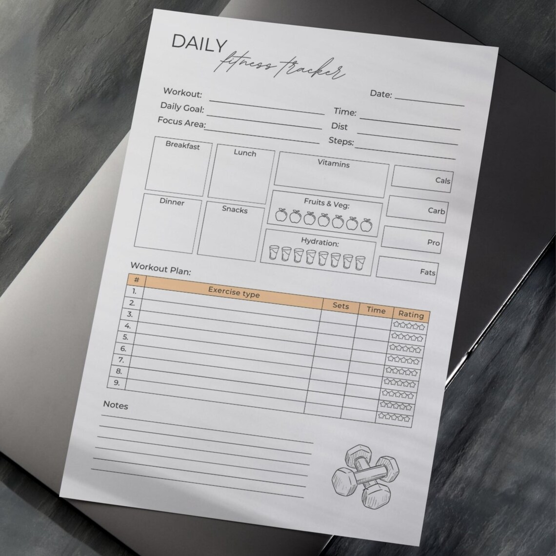 Printable Daily Fitness Tracker: Workout, Meal & Health Planner (PDF ...