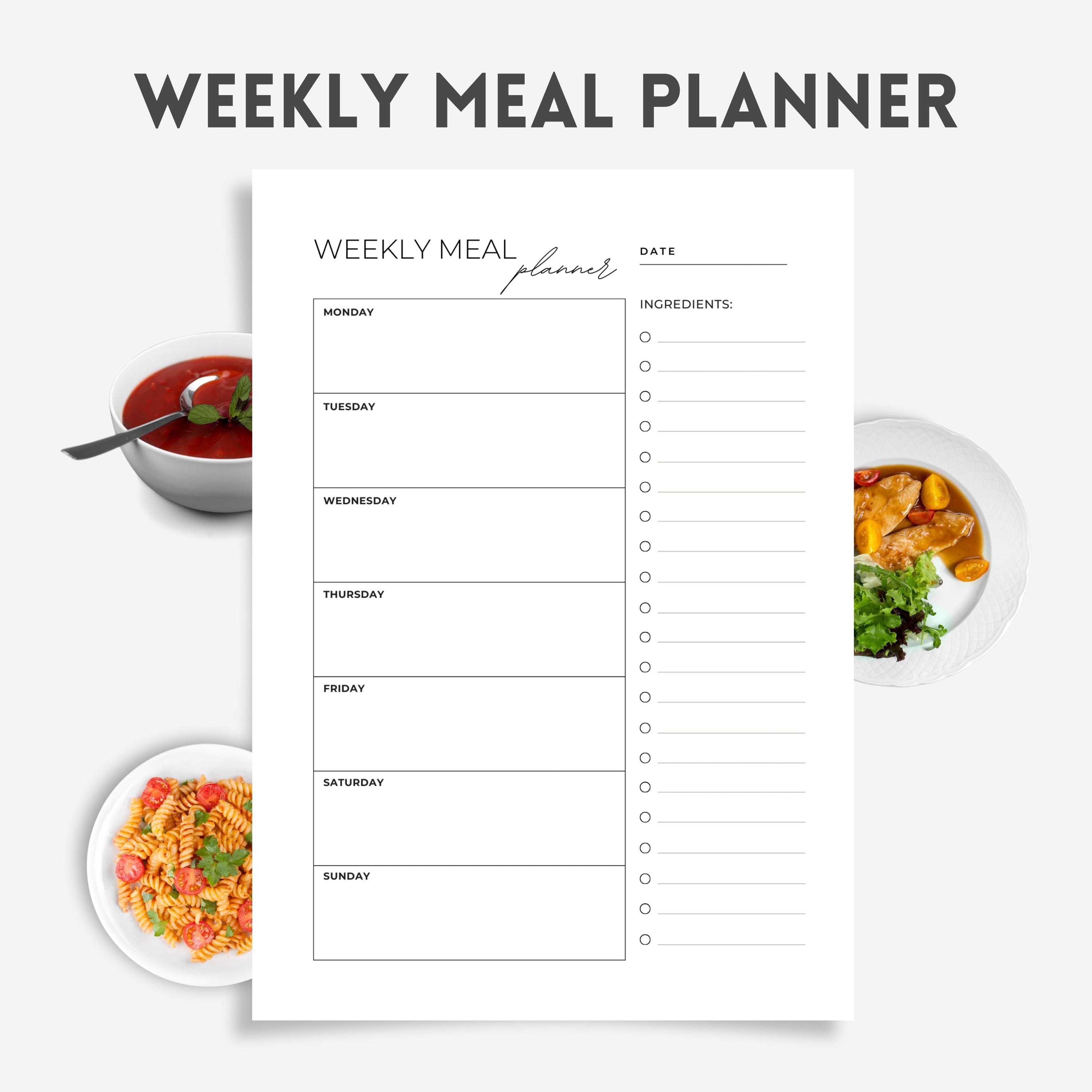 Printable Grocery List, Weekly Meal Planner, Food Shopping List ...