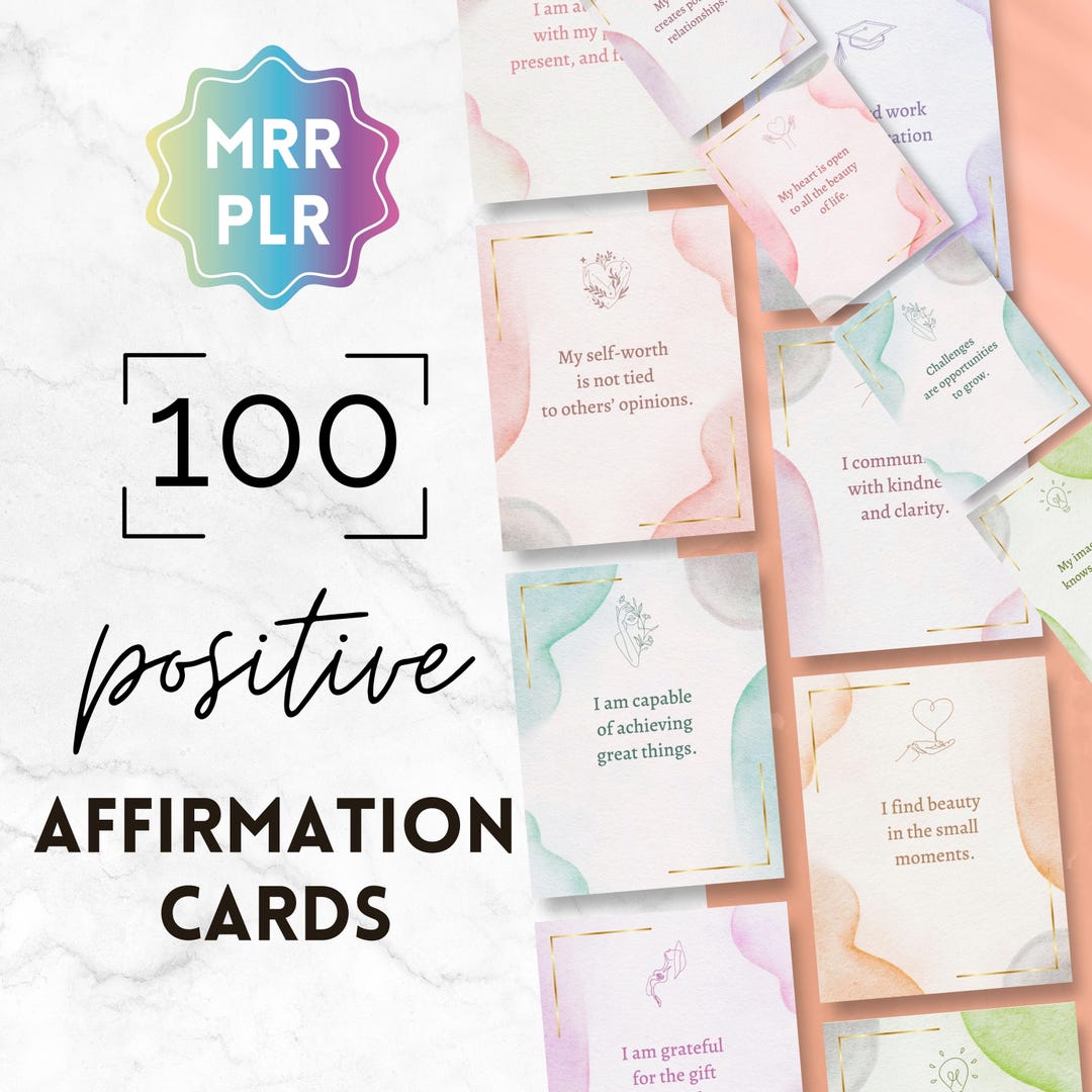 100 Positive Affirmations, Editable Printable Cards, Canva Templates ...