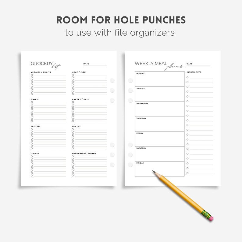 Printable Grocery List & Weekly Meal Planner (a4/a5/letter PDF) - Etsy