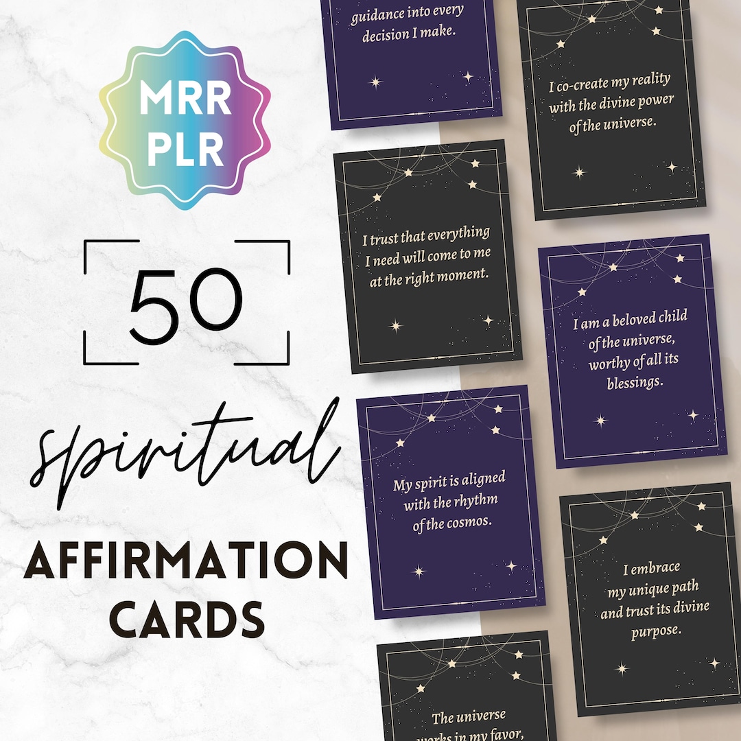 PLR Spiritual Affirmation Cards, Printable Canva Templates, Master ...