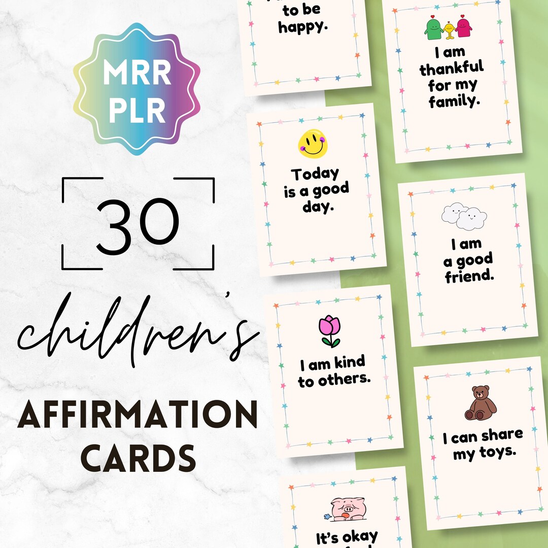 30 Affirmation Cards for Kids, Positive Flashcards for Children ...