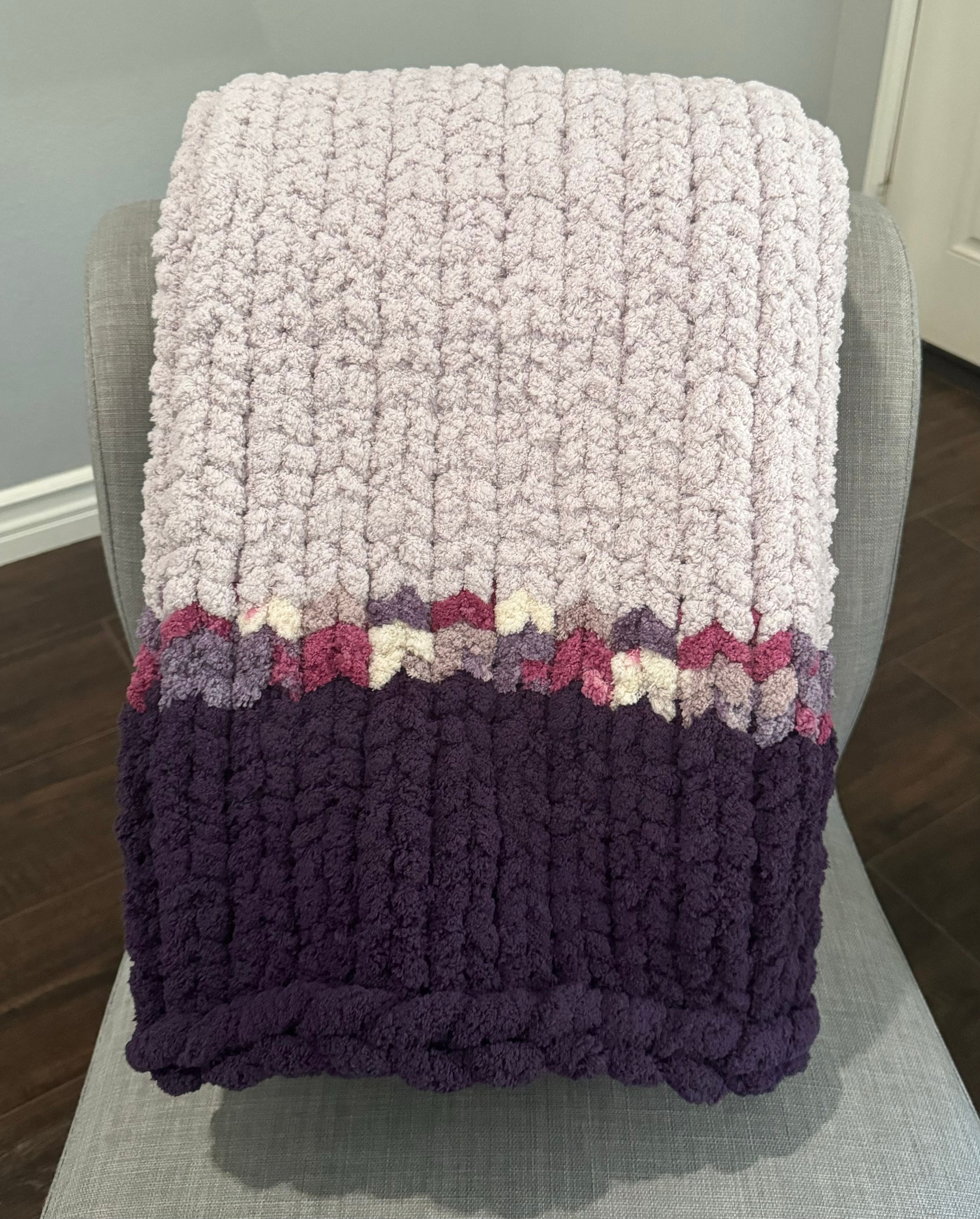 Chunky Knit Blanket Soft Chenille - Purple Passion - a Beautiful Mix of ...