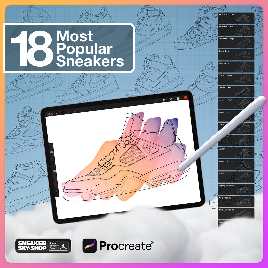 Procreate Sneaker Stamp Pack for Virtual Designs - Etsy