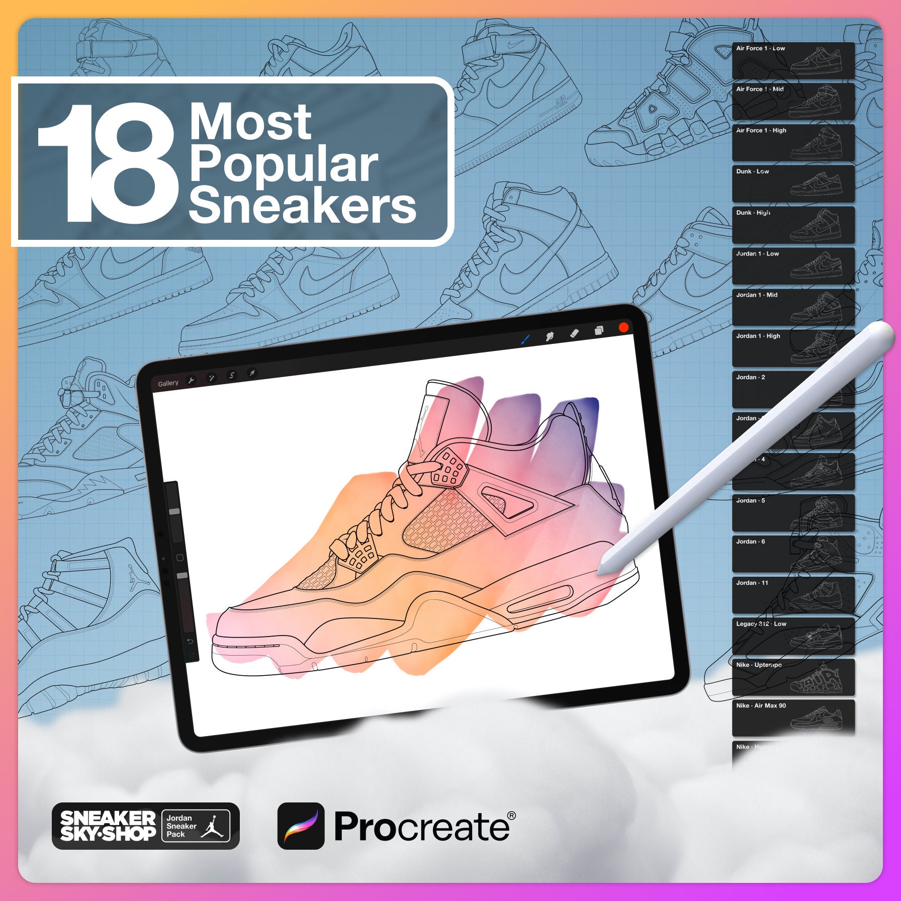 Procreate Sneaker Stamp Pack for Virtual Designs - Etsy