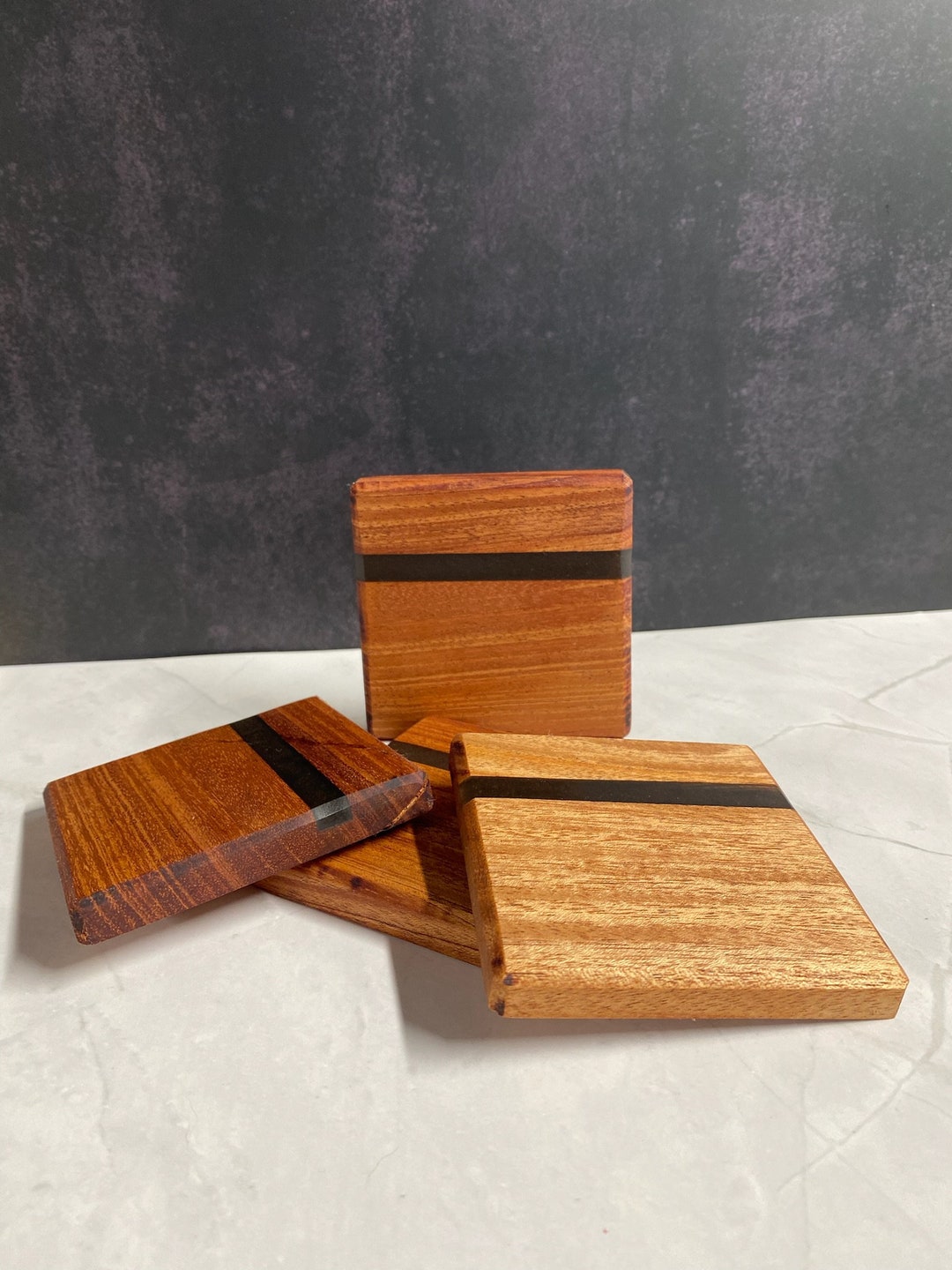 Wood Epoxy Inlay Coaster (mahogany) - Etsy