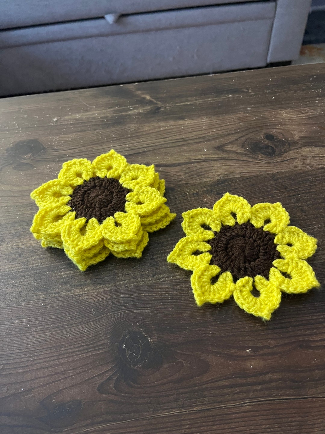 Crocheted Sunflower Coasters - Etsy