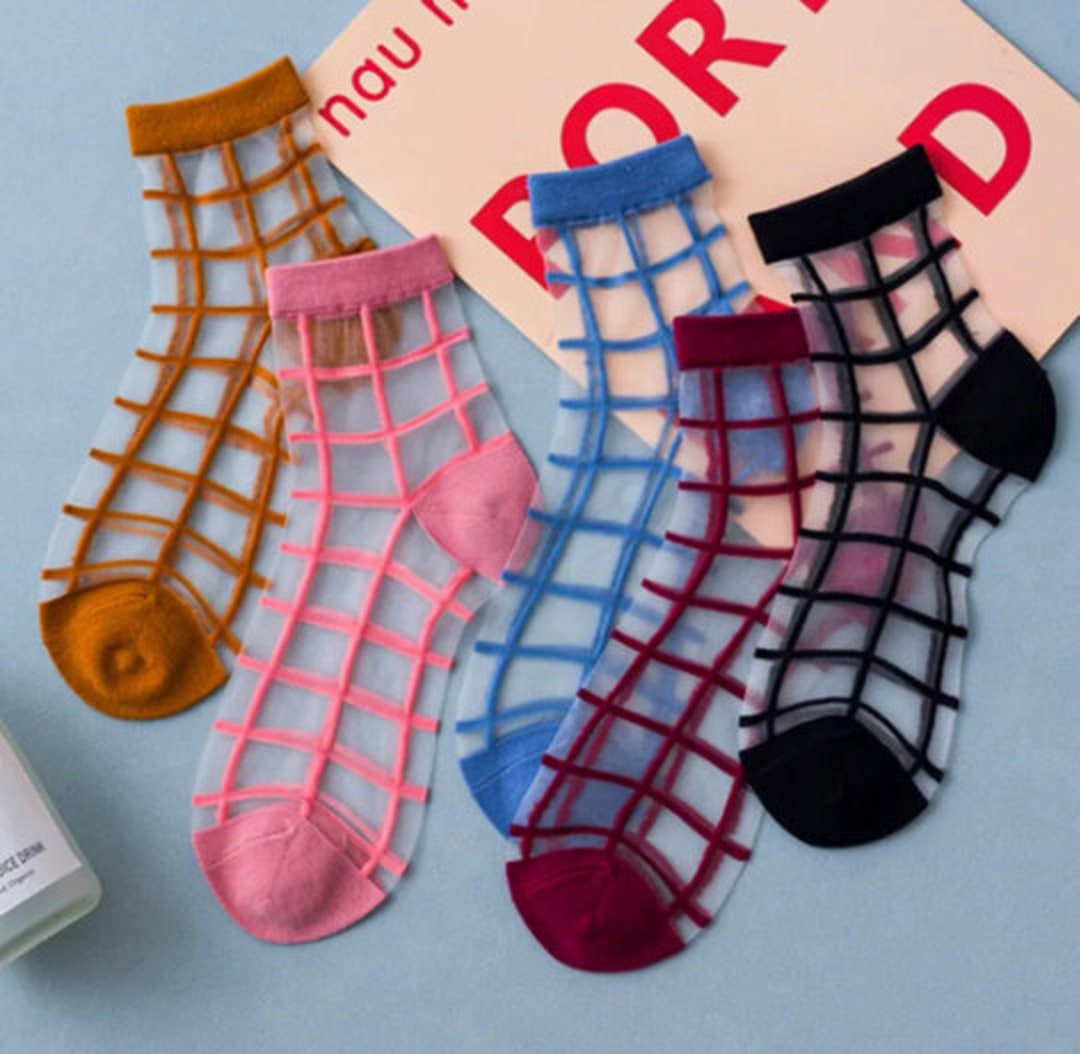Women Ladies Girls Socks Fashion Sheer Mesh Glass Silk Socks Ultra Thin ...