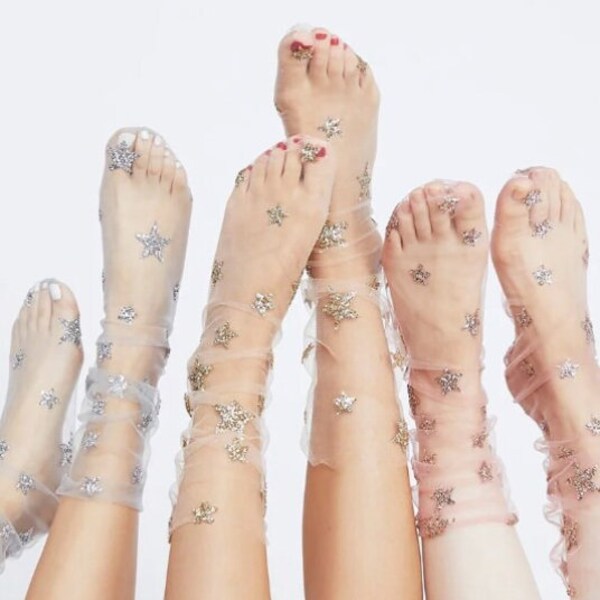 Silver Glitter Socks - Etsy