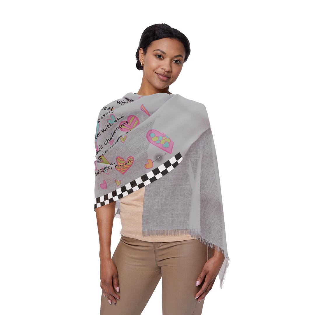 A Covering Prayer Scarf in Light Grey With Hearts - Etsy