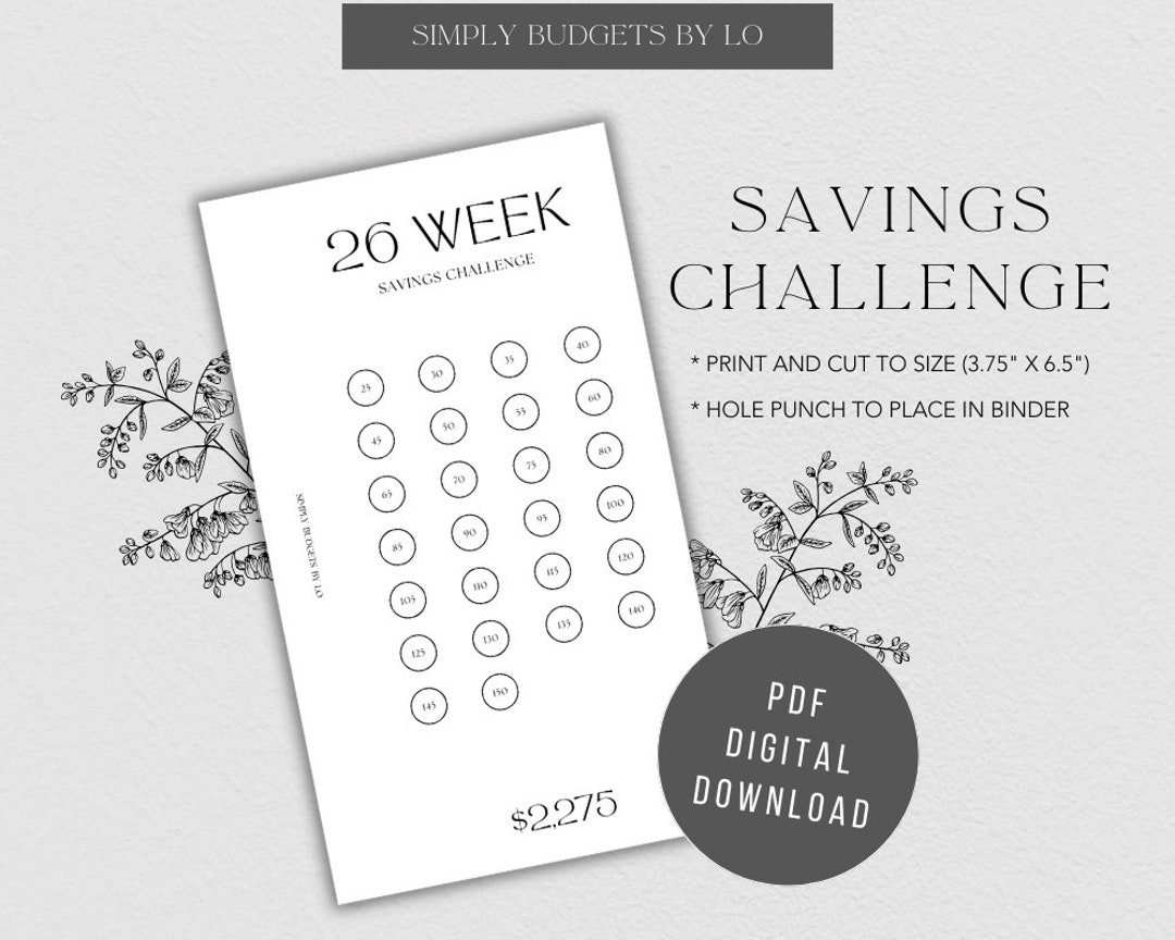 26 Week Savings Challenge Digital Download Printable Savings Challenge ...