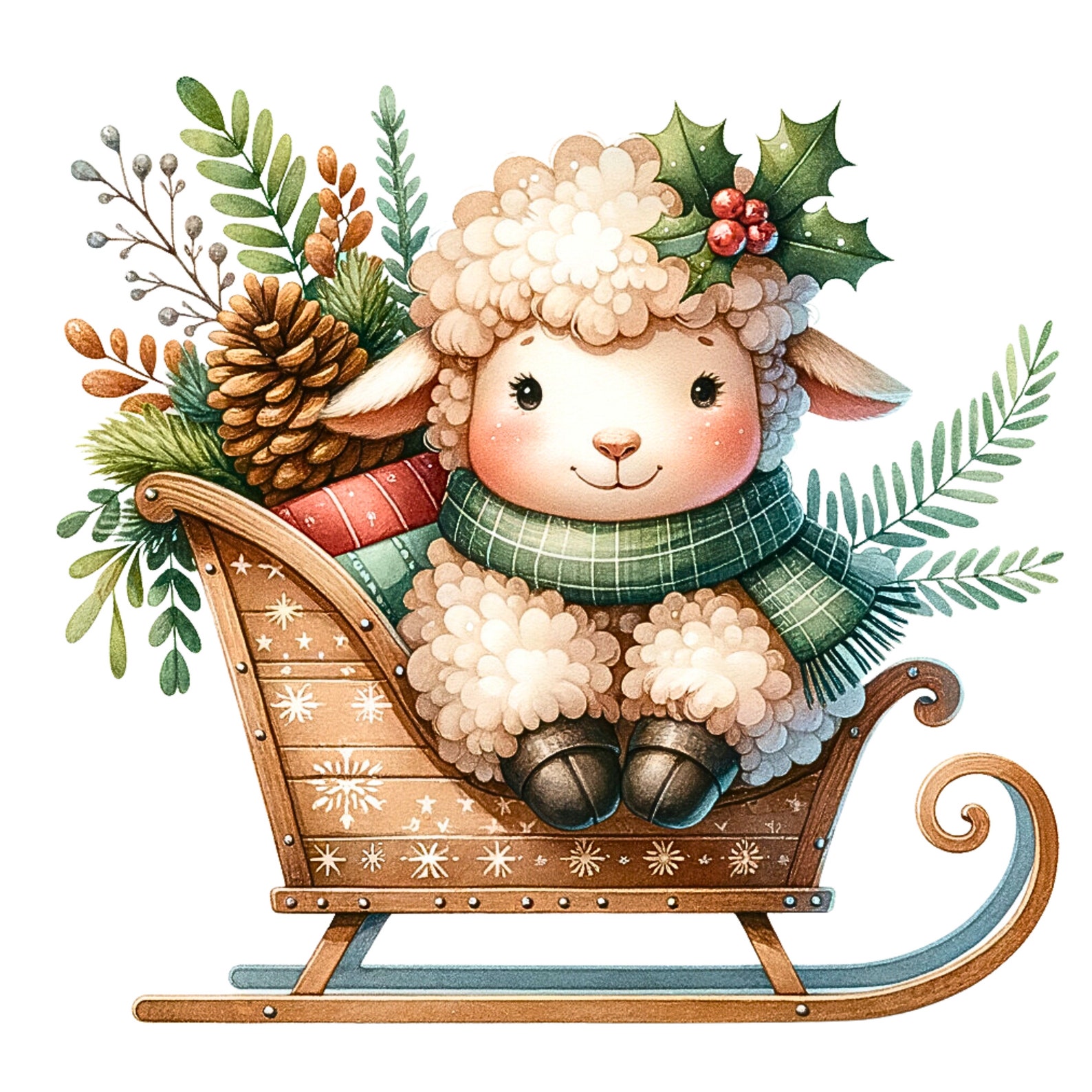 Cute Christmas Sheep Clipart PNG Bundle 3 Festive Sheep Designs ...