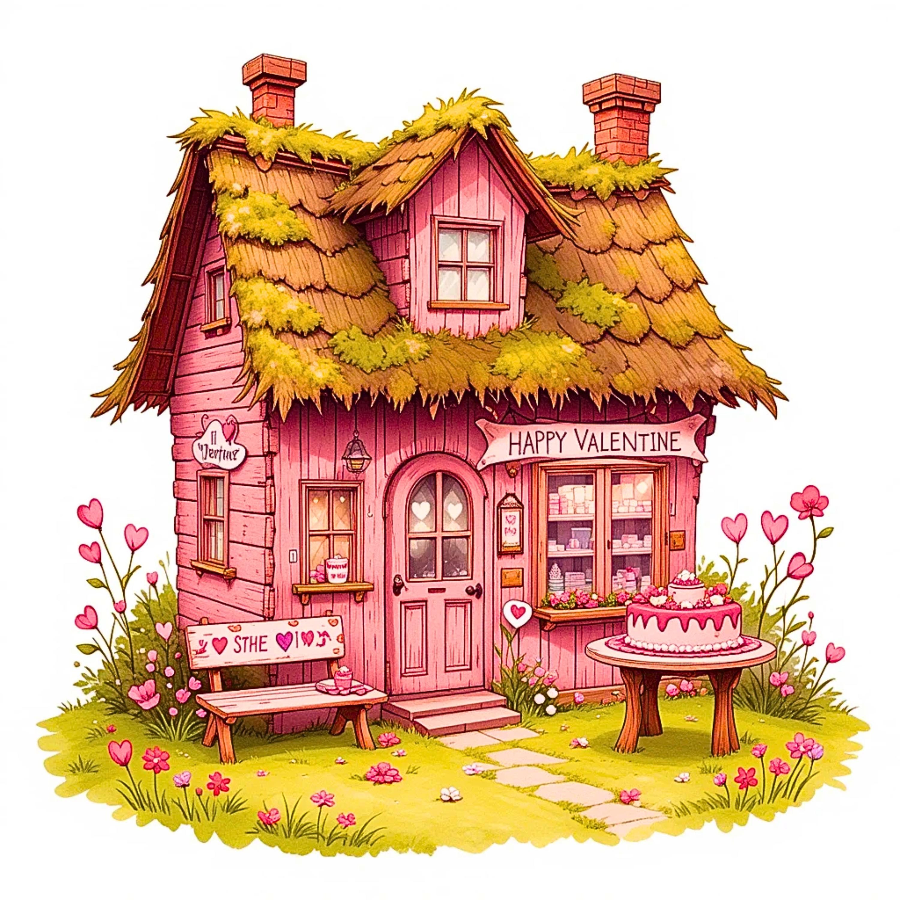 Valentine Houses Clipart Set I Cute Houses Clipart I Happy Valentine I ...
