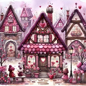 Valentine Houses Clipart Bundle I Cute Valentine Houses PNG I Paper ...