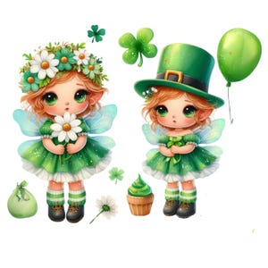 St. Patrick's Day Fairy Clipart Bundle I St. Patrick's Day Fairies Pngs ...