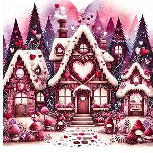 Valentine Houses Clipart Bundle I Cute Valentine Houses PNG I Paper ...