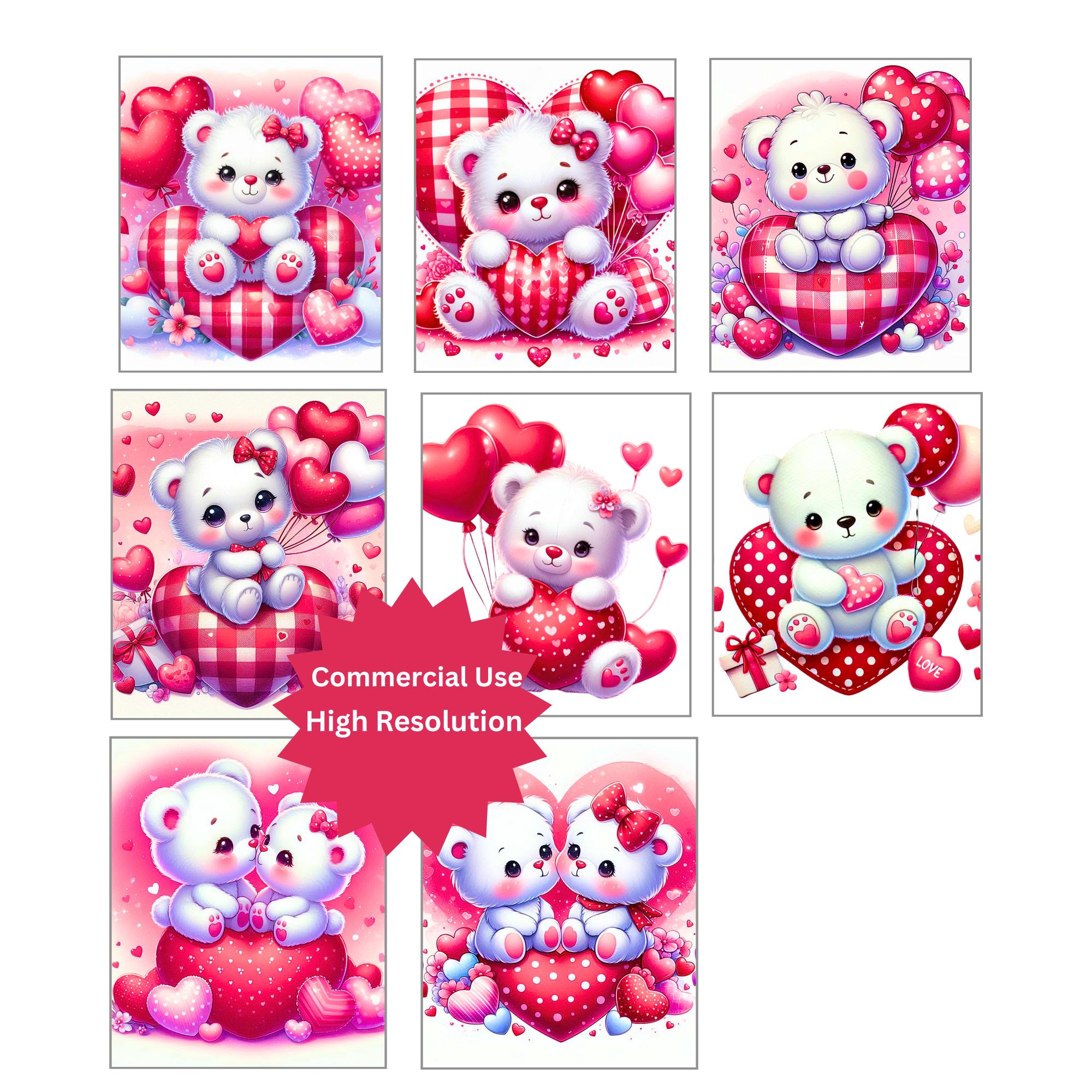 Valentine Cute Teddy Bear Clipart Valentine's Day Love Bears PNG Bundle ...