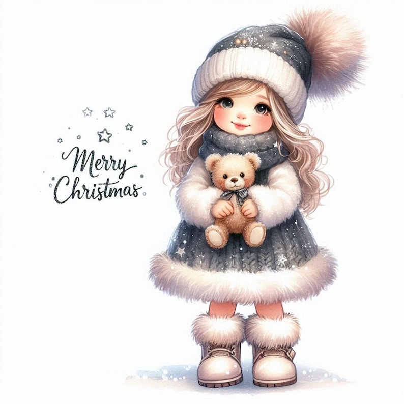 Christmas Holiday Cute Girl Clipart I Commercial Use I Christmas ...