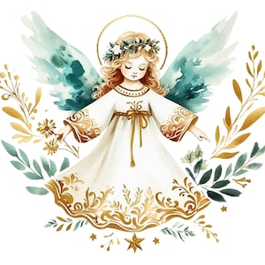 Christmas Angel Watercolor Clipart PNG Bundle I Card Making I Holiday ...