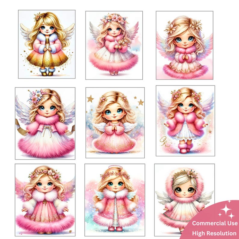 Festive Watercolor Angels Clipart Collection I Angel Clipart I Cute ...