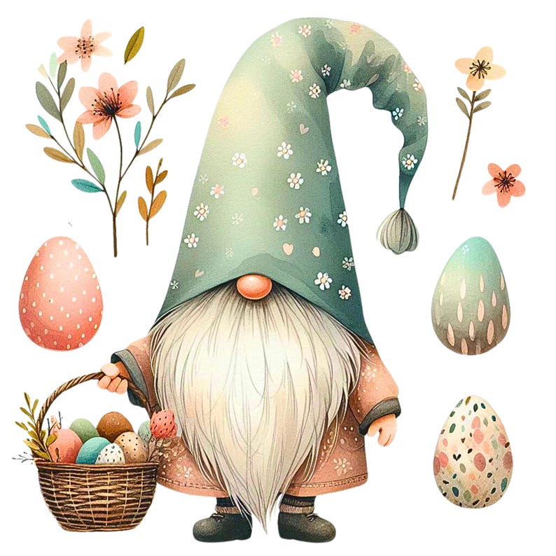 Cute Easter Gnome Clipart Bundle I Easter Clipart PNG Digital Download ...