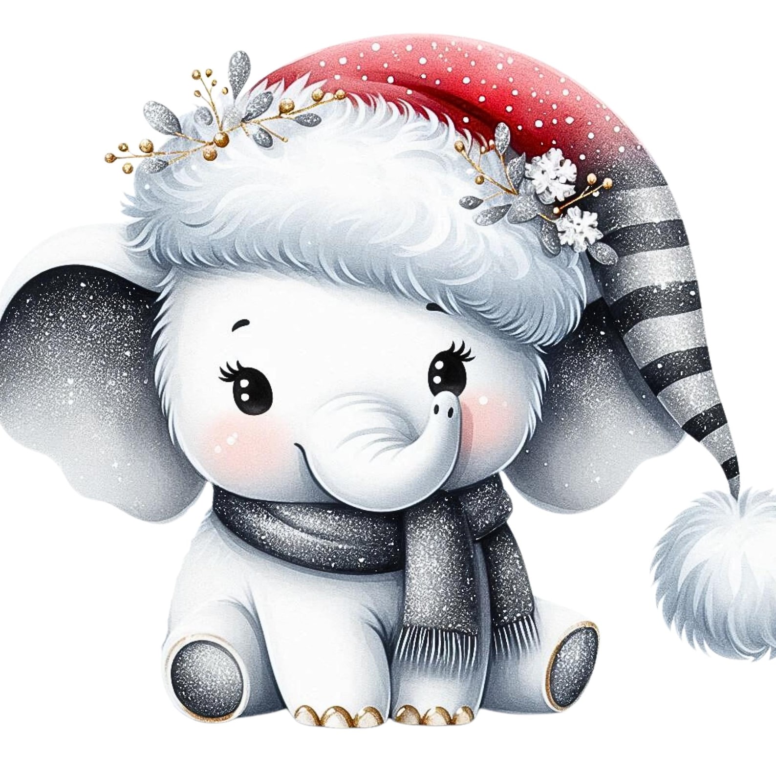 Cute Christmas Elephant Clipart Bundle for Holiday Designs I Card ...