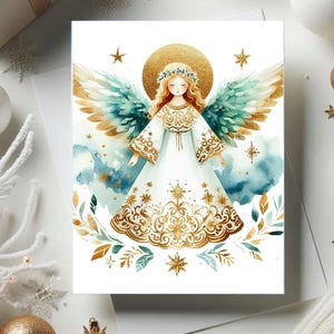Christmas Angel Watercolor Clipart PNG Bundle I Card Making I Holiday ...
