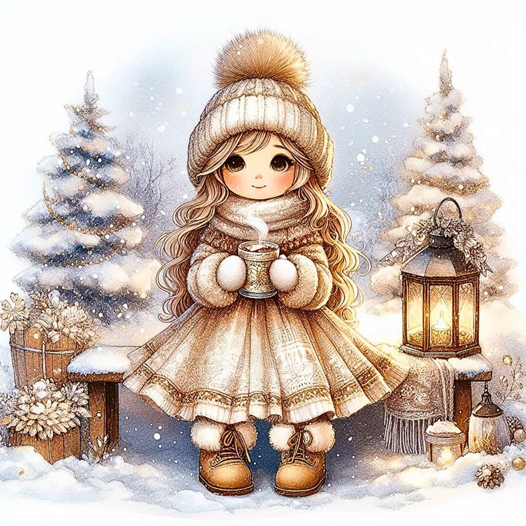 Christmas Cute Winter Girls Clipart I High-quality 300 DPI Pngs I ...