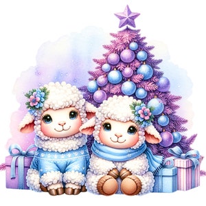 Cute Christmas Sheep Clipart PNG Bundle 5 Festive Sheep Designs ...
