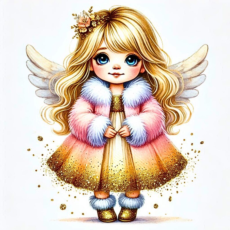 Festive Watercolor Angels Clipart Collection I Angel Clipart I Cute ...