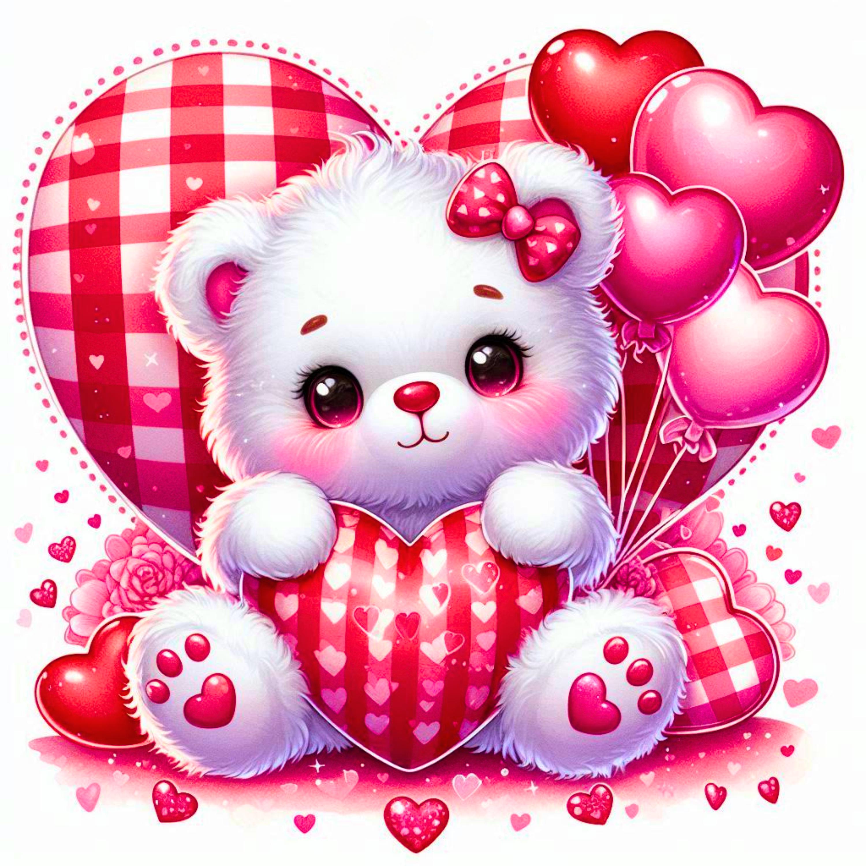 Valentine Cute Teddy Bear Clipart Valentine's Day Love Bears PNG Bundle ...