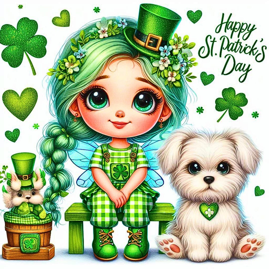 St. Patrick's Day Fairy Clipart Bundle I St. Patrick's Day Fairies Pngs ...
