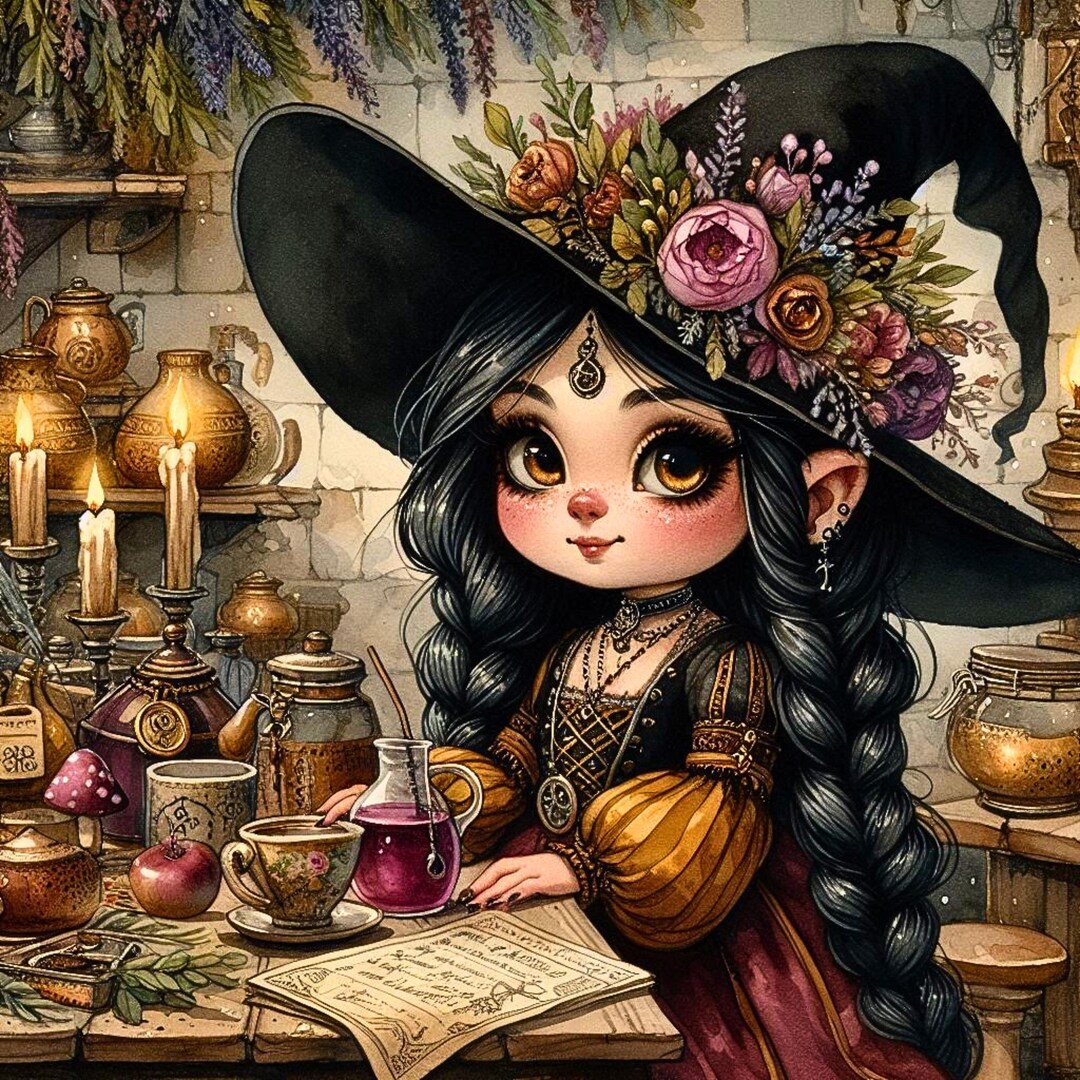 Cute Witch Clipart Whimsical Witches Clipart I High-quality 300 DPI PNG ...