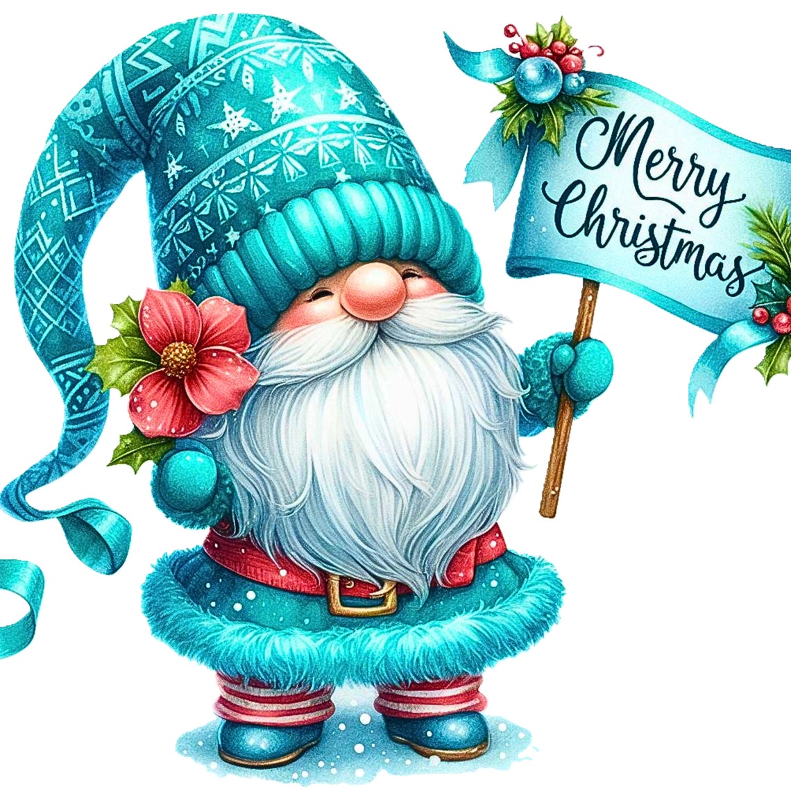 Christmas Gnome PNG Bundle Cute Turquoise Holiday Gnomes Christmas ...