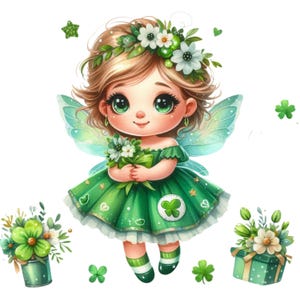 St. Patrick's Day Fairy Clipart Bundle I St. Patrick's Day Fairies Pngs ...