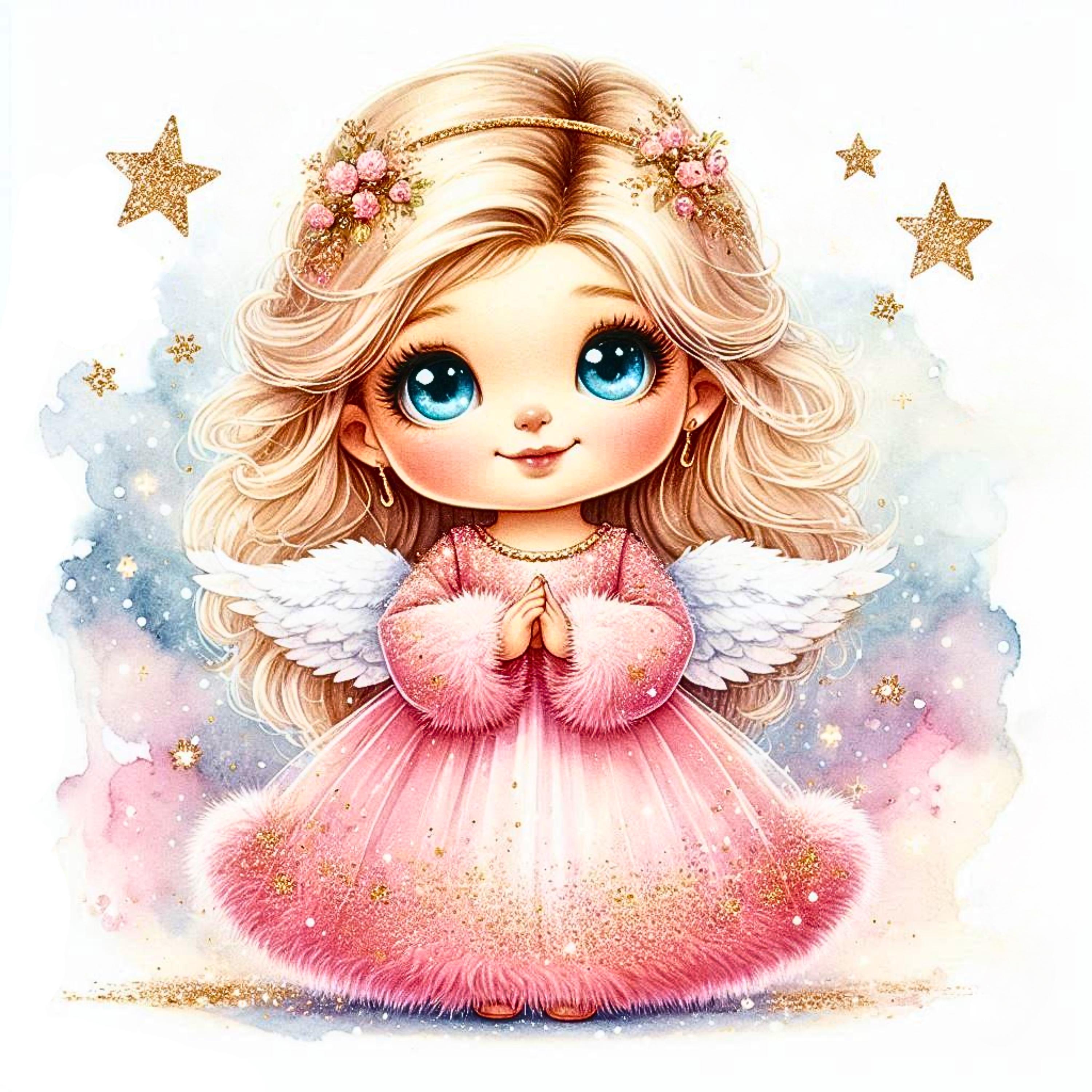 Festive Watercolor Angels Clipart Collection I Angel Clipart I Cute ...